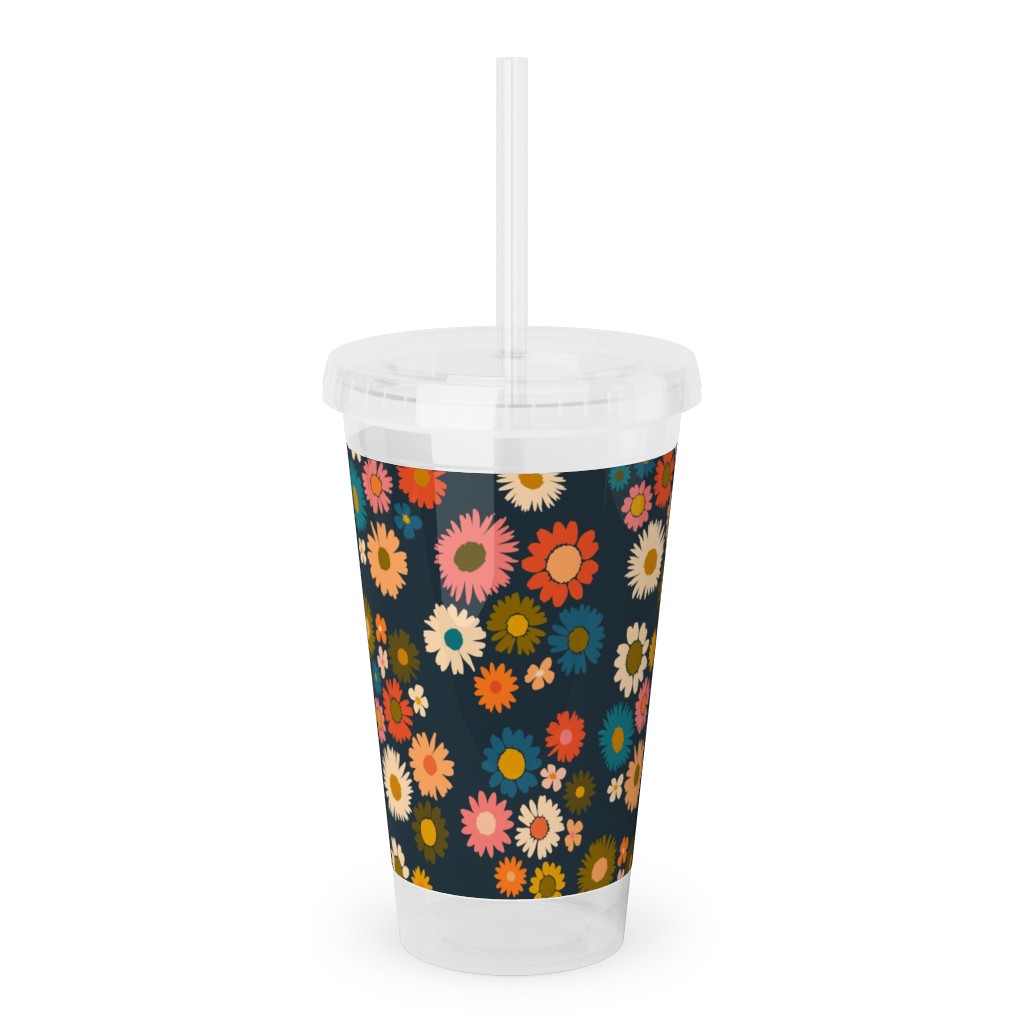 Painted Daisies - Multi Acrylic Tumbler with Straw | Shutterfly