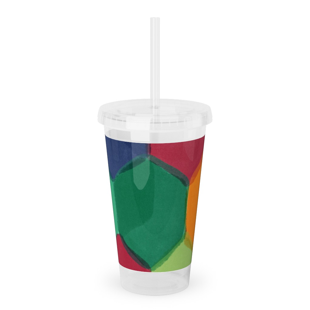 Overlapping Hexagons - Warm Summer Acrylic Tumbler with Straw | Shutterfly