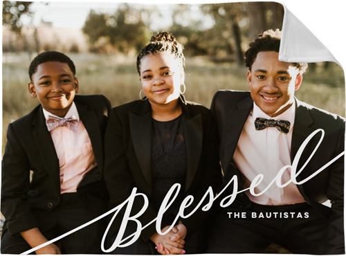 Tilted Blessed Script Fleece Photo Blanket by Shutterfly | Shutterfly