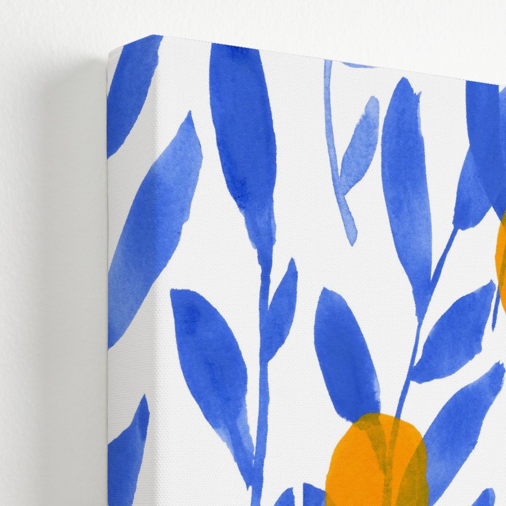 Modern Lemons Block - Blue and Orange Canvas Print | Shutterfly