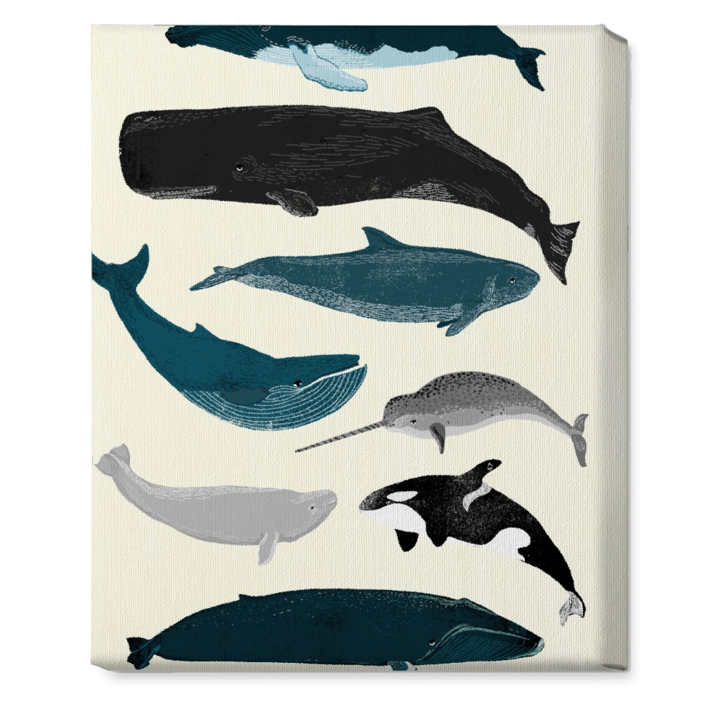 Ocean Whales on White Canvas Print | Shutterfly