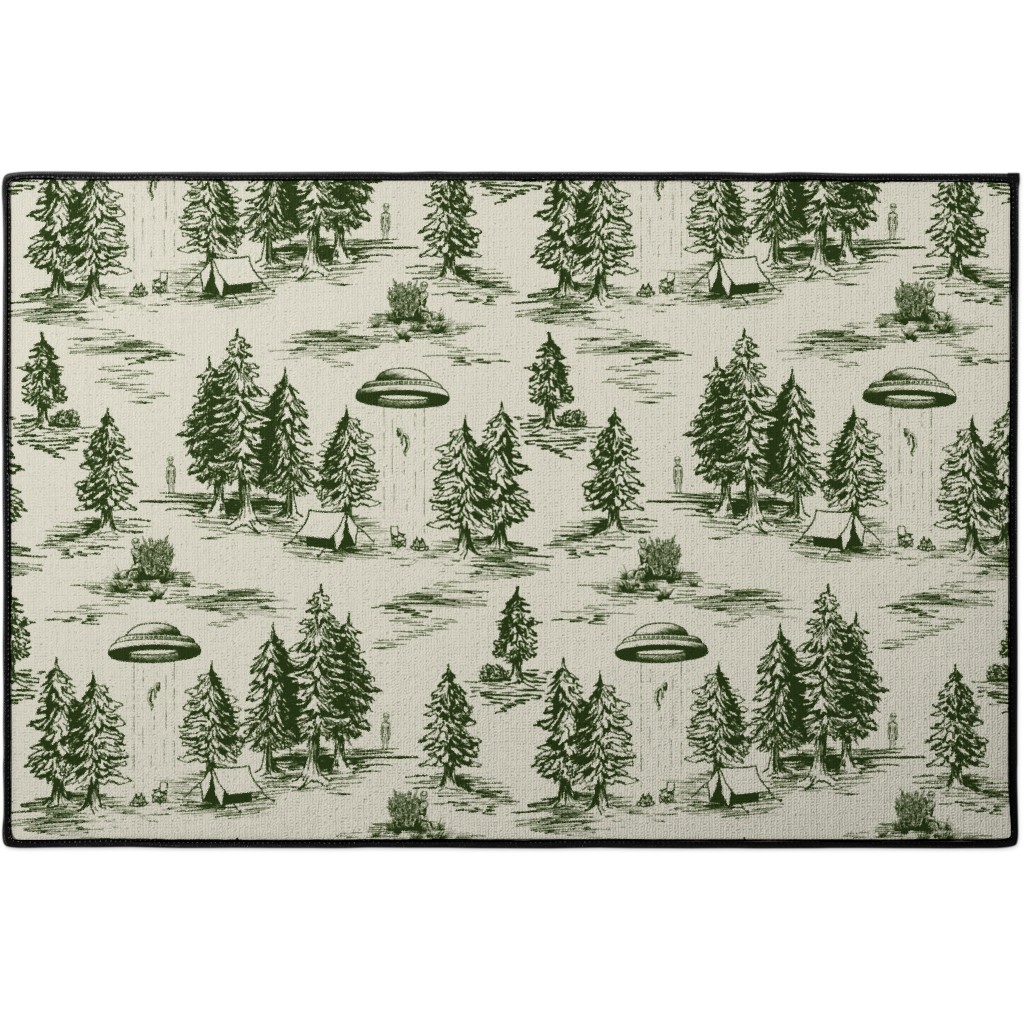 Alien Abduction - Forest Green and Cream Door Mat | Shutterfly