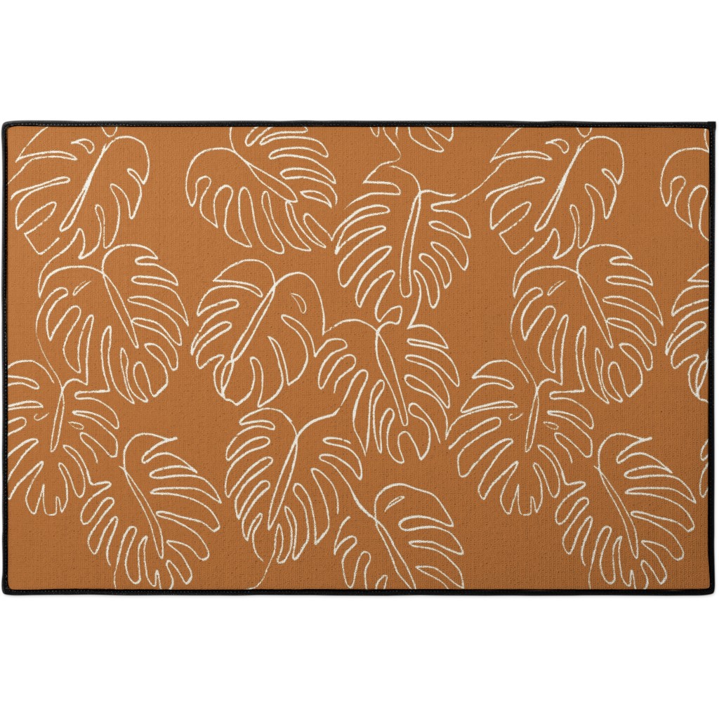 Monstera Line Art - Burnt Orange Door Mat | Shutterfly