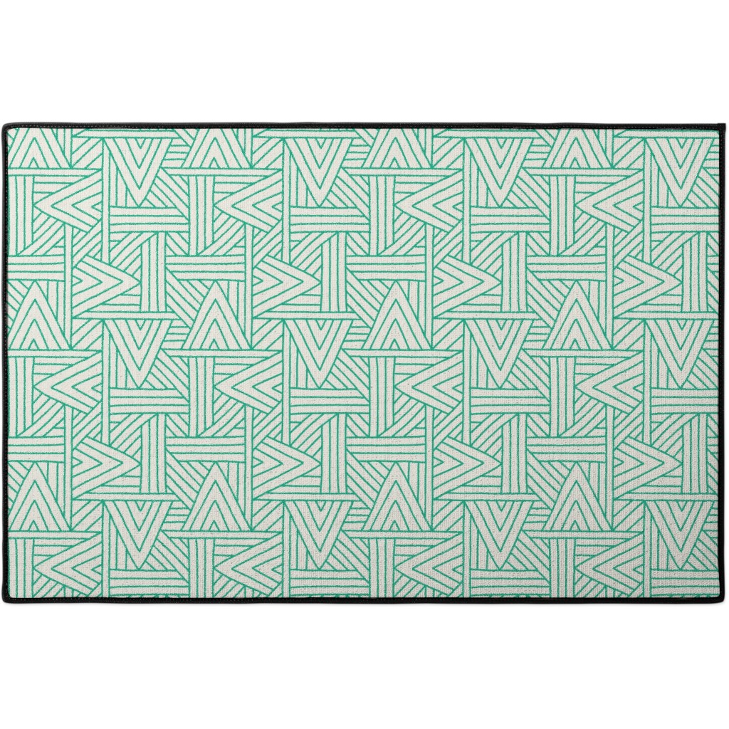 Angles - Green & White Door Mat | Shutterfly