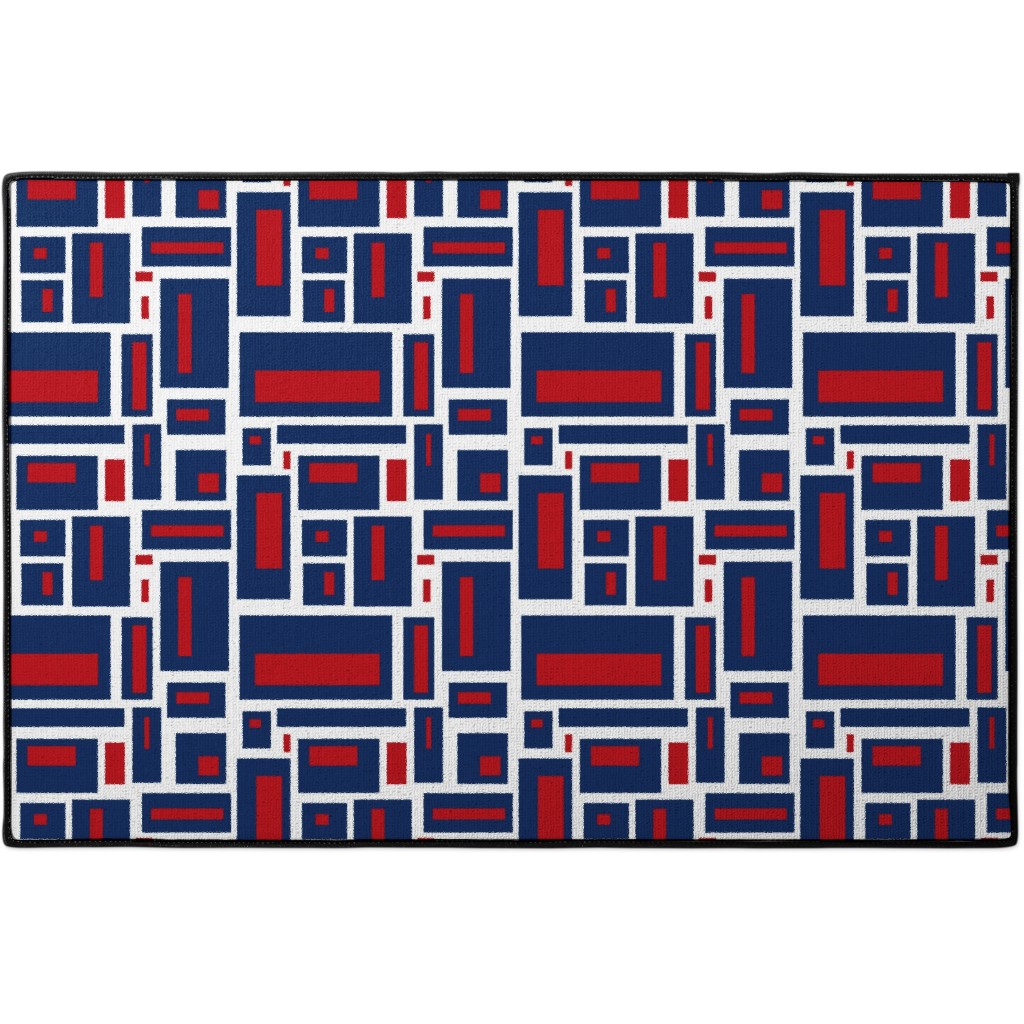 Geometric Rectangles in Red, White and Blue Door Mat | Shutterfly