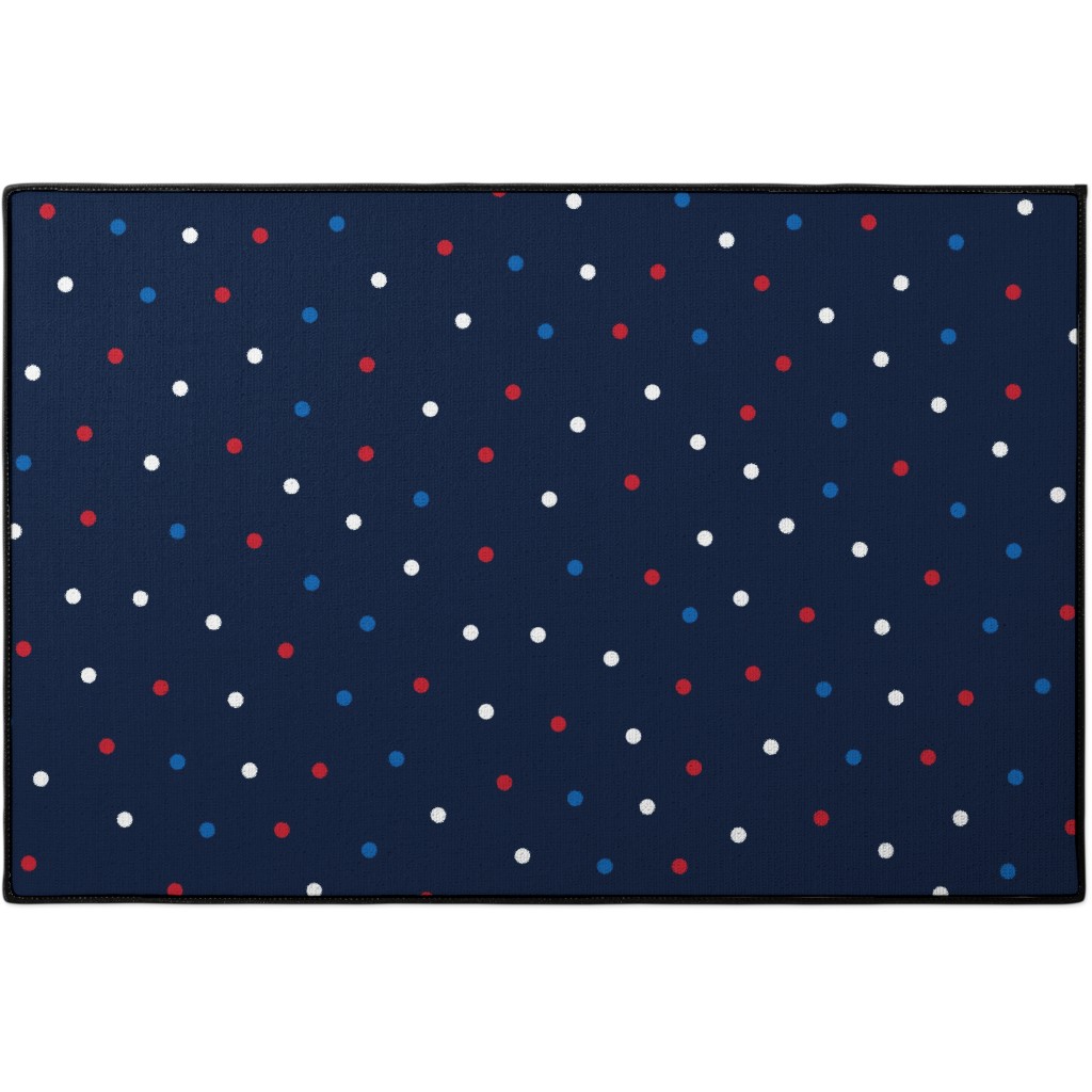 Mixed Polka Dots - Red White and Royal on Navy Blue Door Mat | Shutterfly