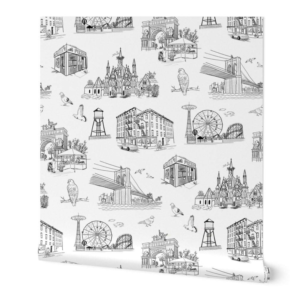 Brooklyn Toile - Black and White Wallpaper | Shutterfly
