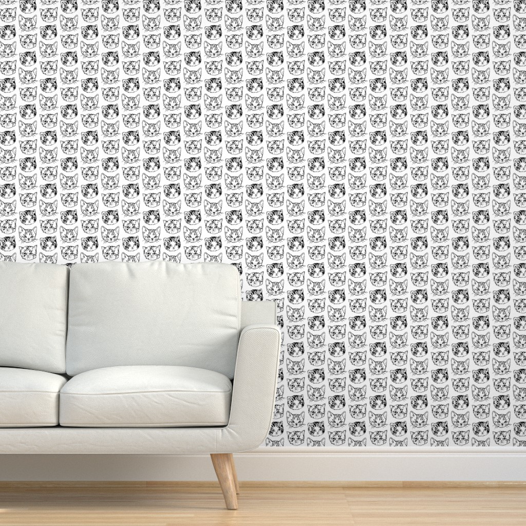 Cat Stack - Black and White Wallpaper | Shutterfly