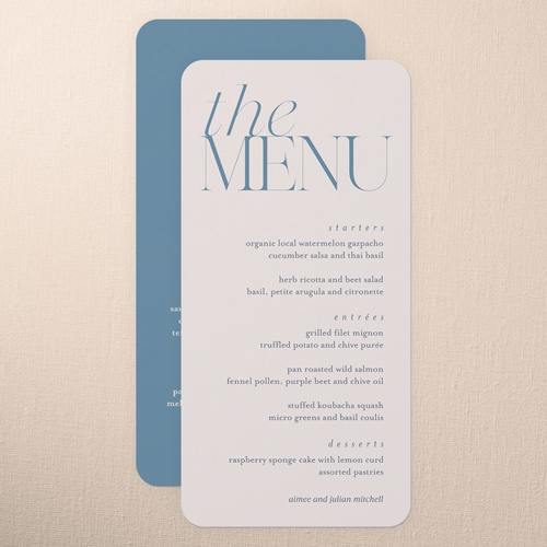 Simple Serenity 4x8 Wedding Menu by Kelli Hall | Shutterfly