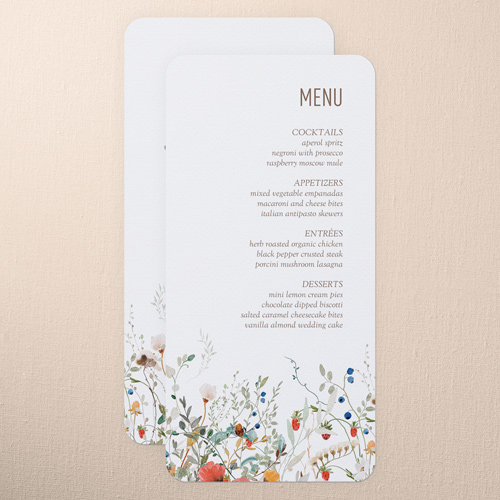 Tranquil Flowers 4x8 Wedding Menu by Yours Truly | Shutterfly