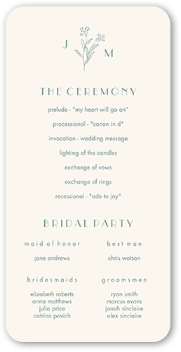 Simple Sprig 4x8 Wedding Program by Yours Truly | Shutterfly