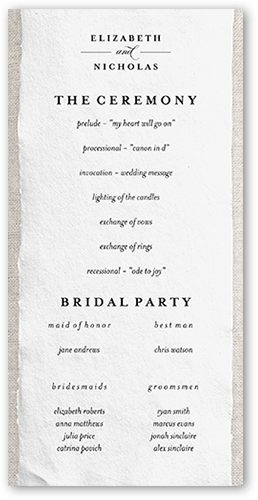 Patterned Paper 4x8 Wedding Program by Yours Truly | Shutterfly