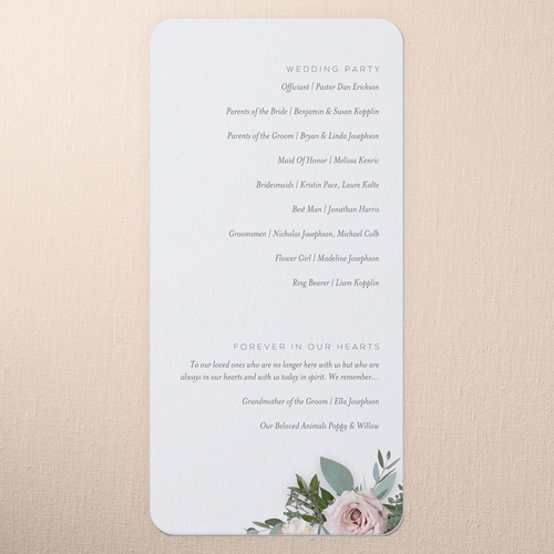 Classic Bouquet 4x8 Wedding Program by Petite Lemon | Shutterfly