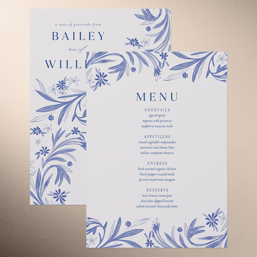 Floral Whimsy 5x7 Wedding Menu by Yours Truly | Shutterfly