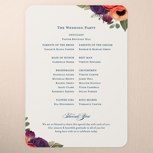 Blossom Burst 5x7 Wedding Program by Stacy Claire Boyd | Shutterfly