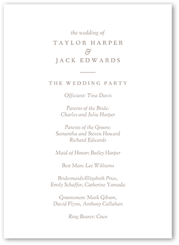 Ornate Oval 5x7 Wedding Program by Yours Truly | Shutterfly