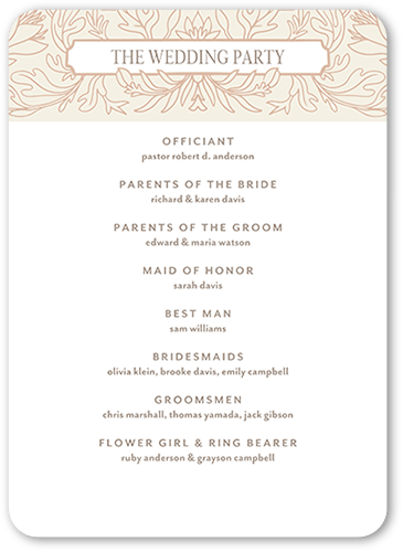 Newlywed Nouveau 5x7 Wedding Program by Yours Truly | Shutterfly