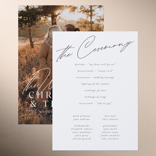 Timeless Typeface 5x7 Wedding Program by Yours Truly | Shutterfly