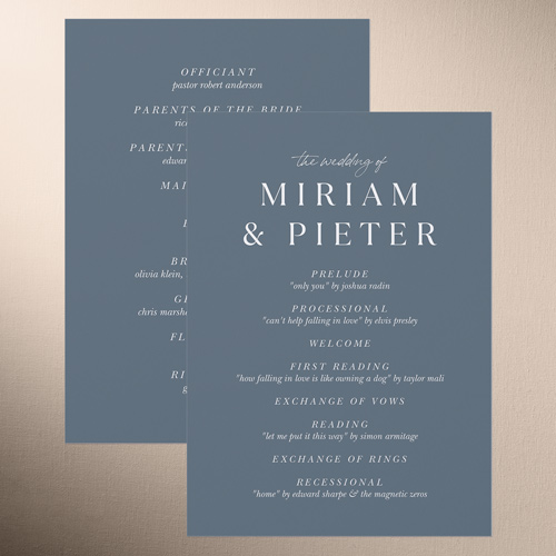 Simple Charm 5x7 Wedding Program by Yours Truly | Shutterfly