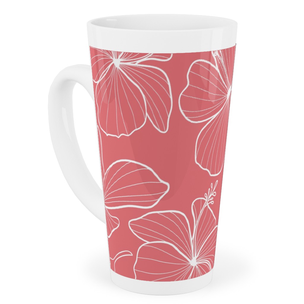 Hibiscus Line Art - Pink Tall Latte Mug | Shutterfly