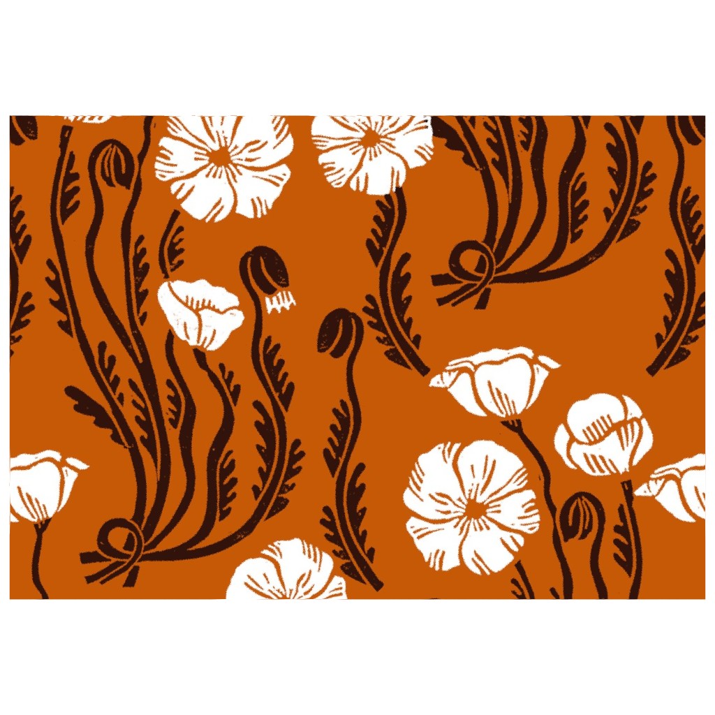 Poppy, Fall Harvest Block Printed Vintage Florals Tall Latte Mug ...