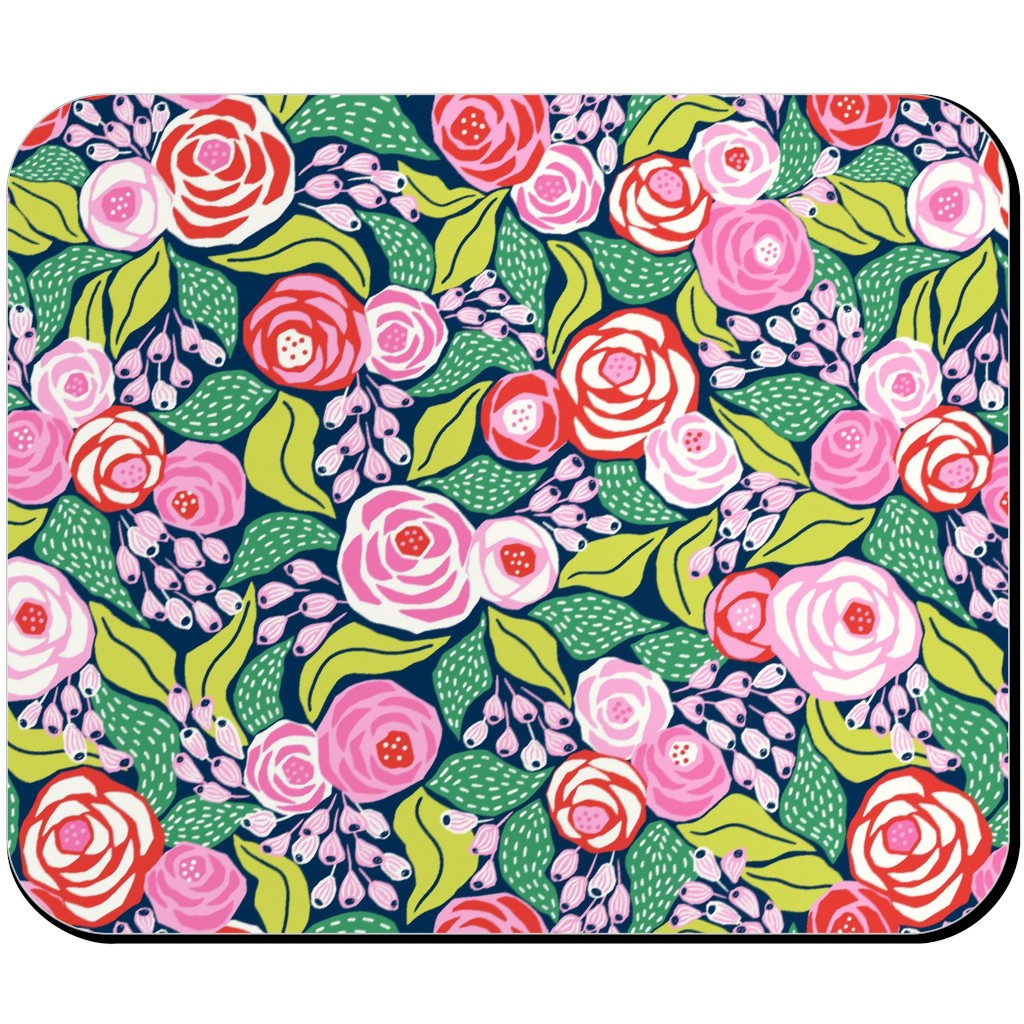 Colourful Papercut Roses - Pink on Dark Blue Mouse Pad | Shutterfly