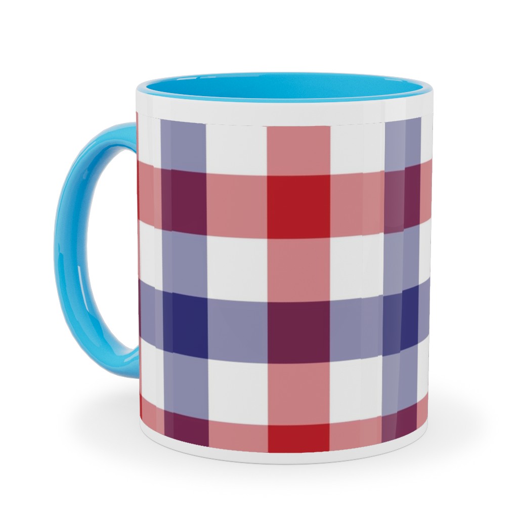 Red White and Blue Gingham Checks Ceramic Mug | Shutterfly