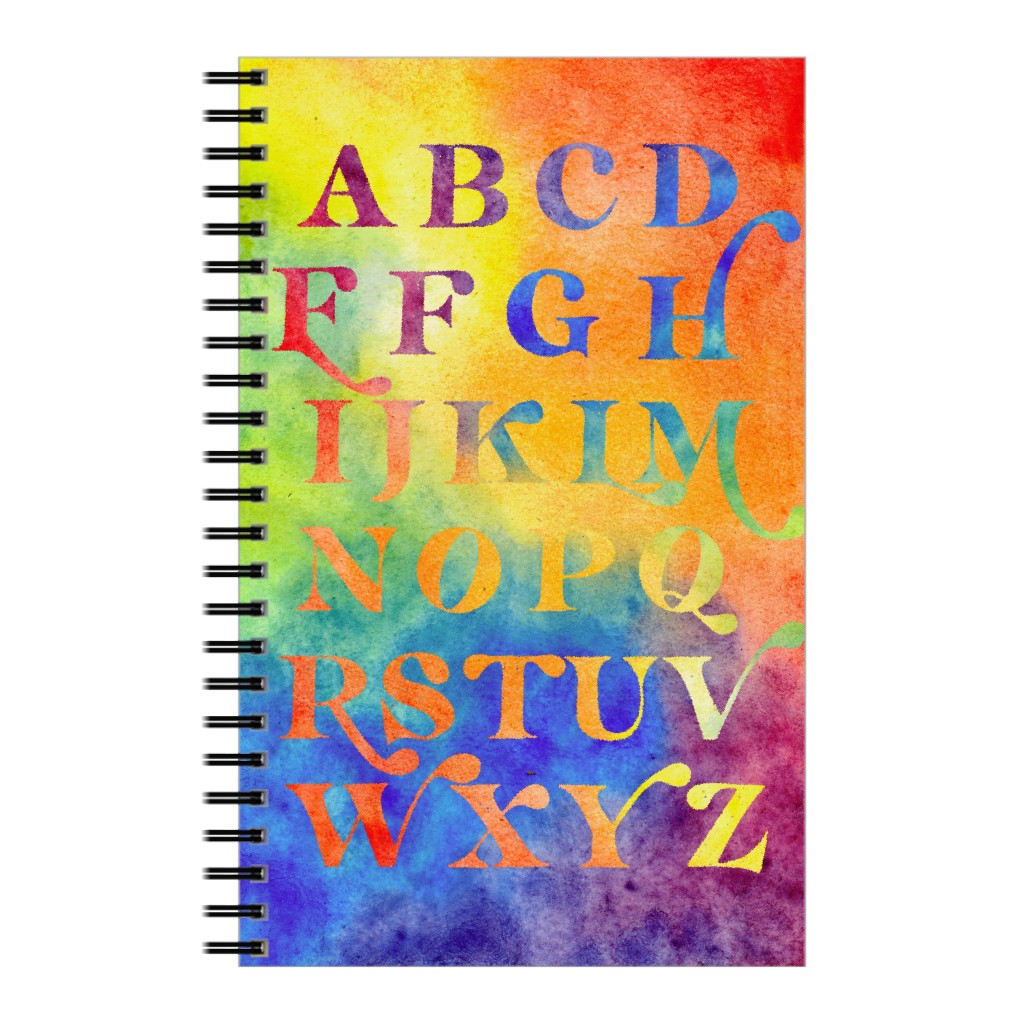 Watercolor Rainbow Retro Alphabet Notebook | Shutterfly