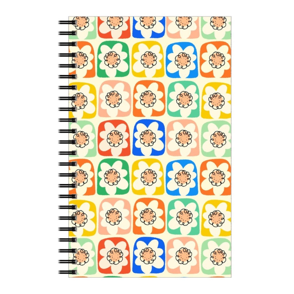 Abstract Retro Flower Doodle Squares - Multi Notebook | Shutterfly