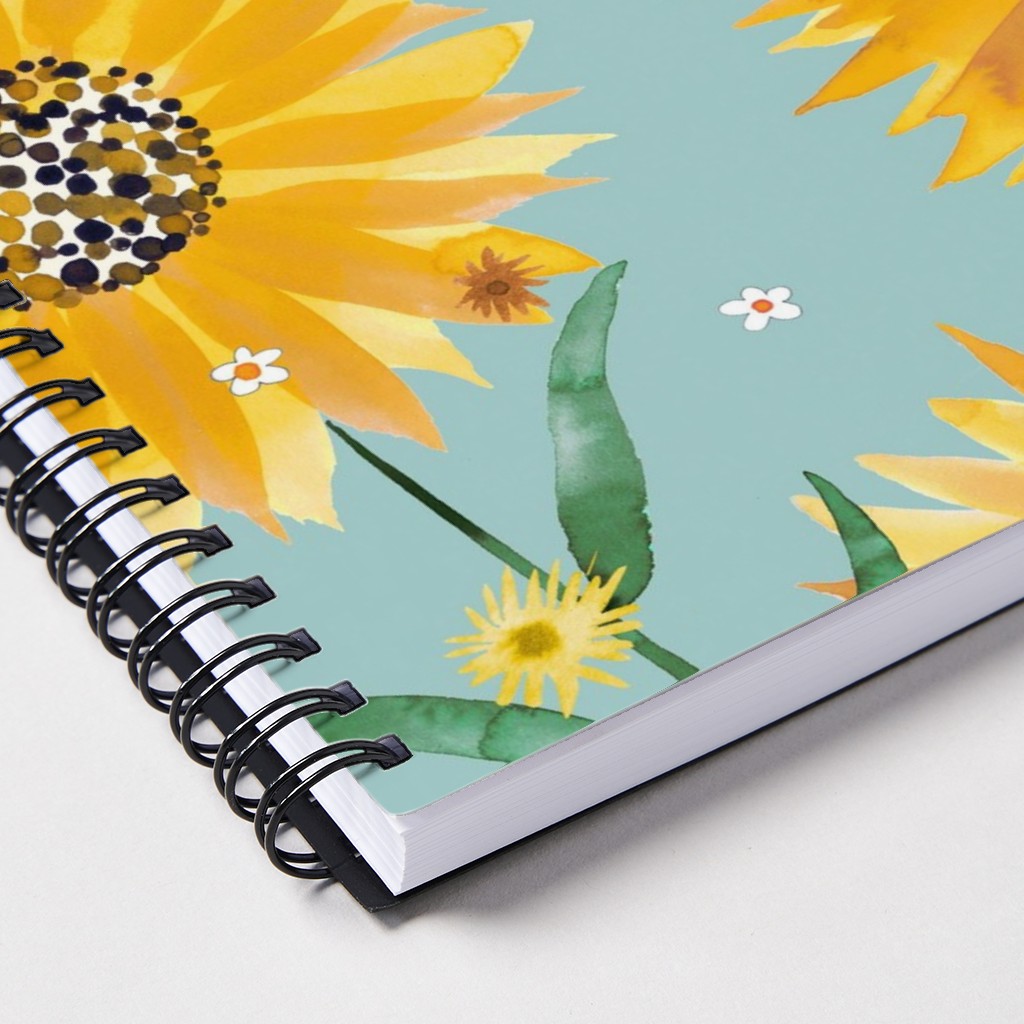 Watercolor Sunflowers - Yellow on Blue Notebook | Shutterfly