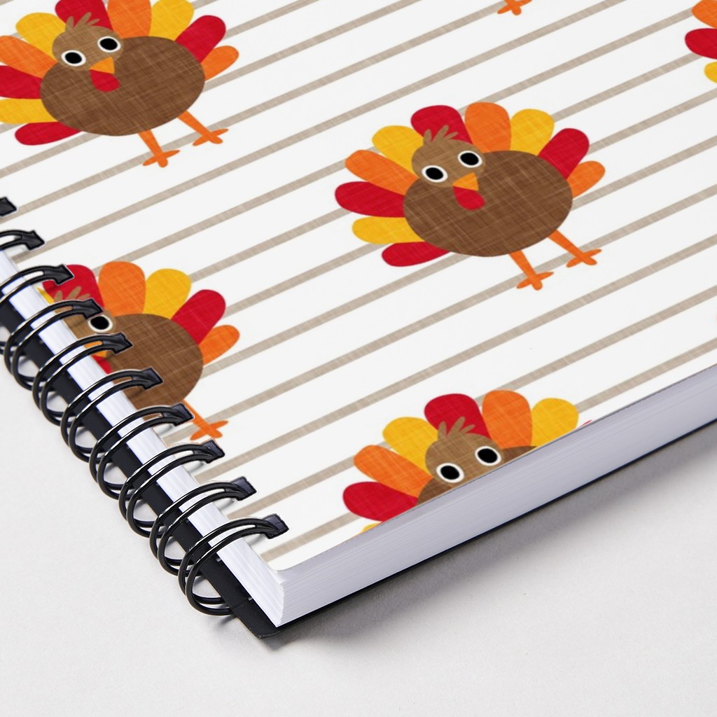 Cute Thanksgiving Turkey - on Khaki Stripes Notebook | Shutterfly