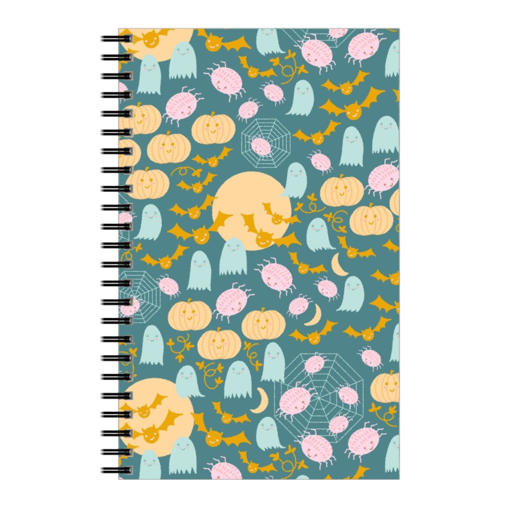 Cute Pastel Halloween Scene in Candy Colors - Pumpkin Ghost Spider Web ...