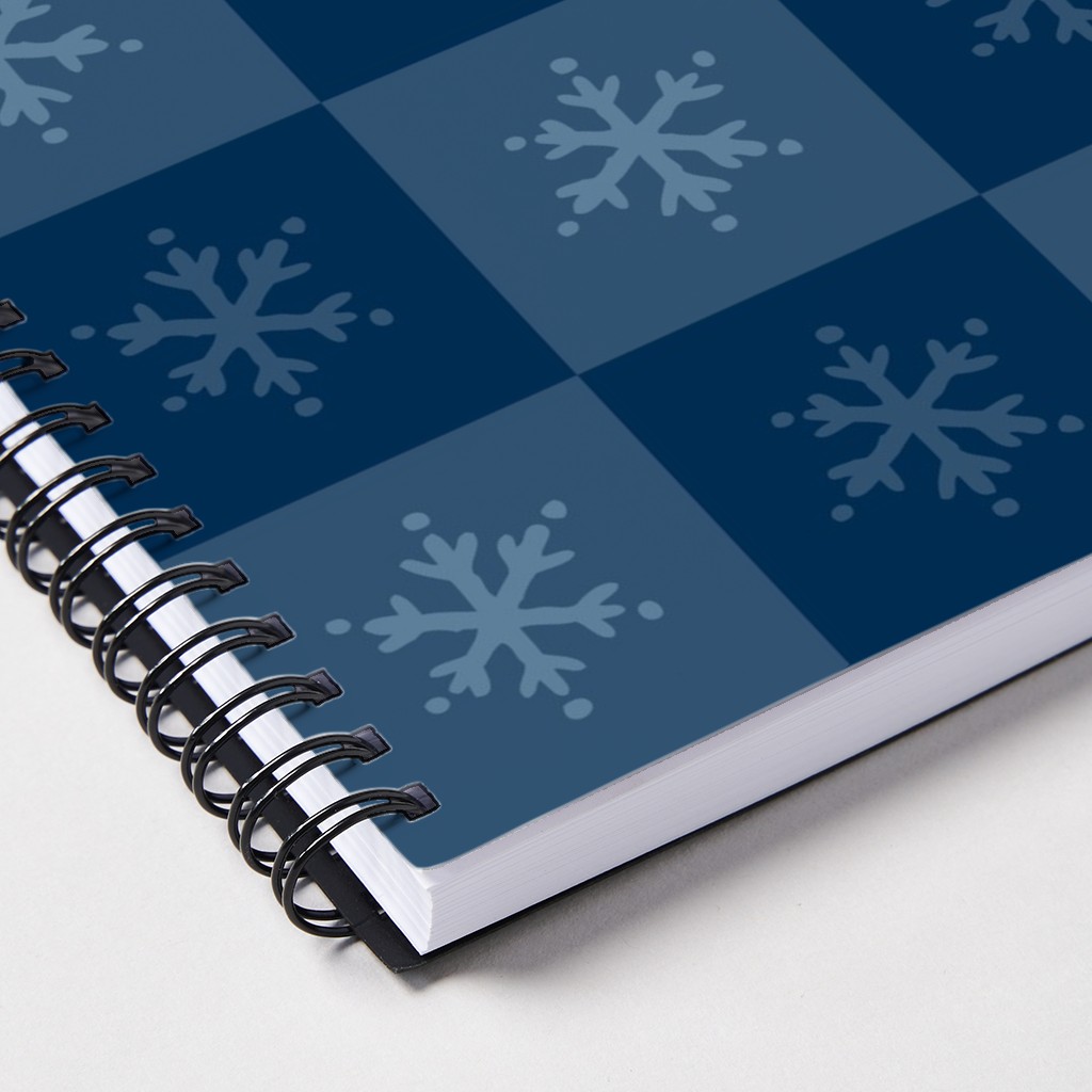 Scandi Cozy Winter Checkered Blue Snowflake Notebook | Shutterfly