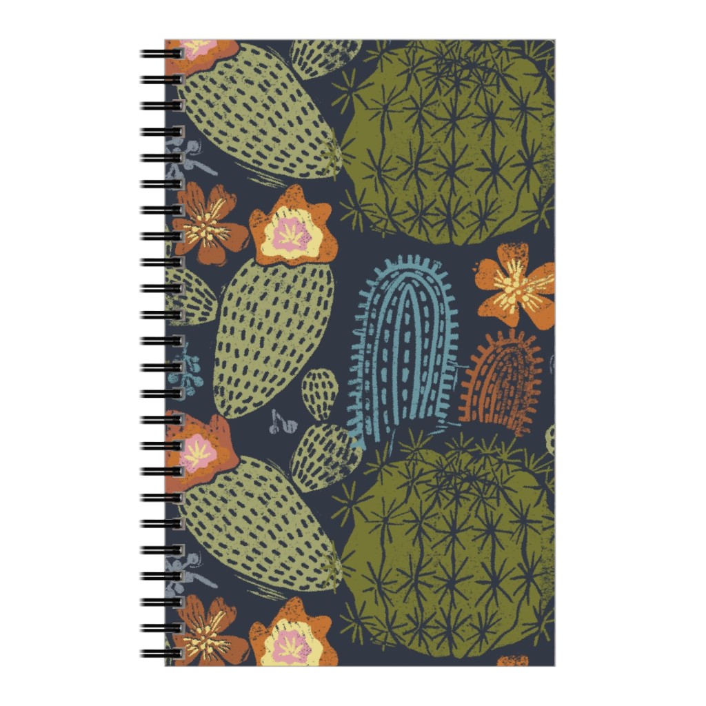 Cactus Garden - Block Print Style - Dark Notebook | Shutterfly