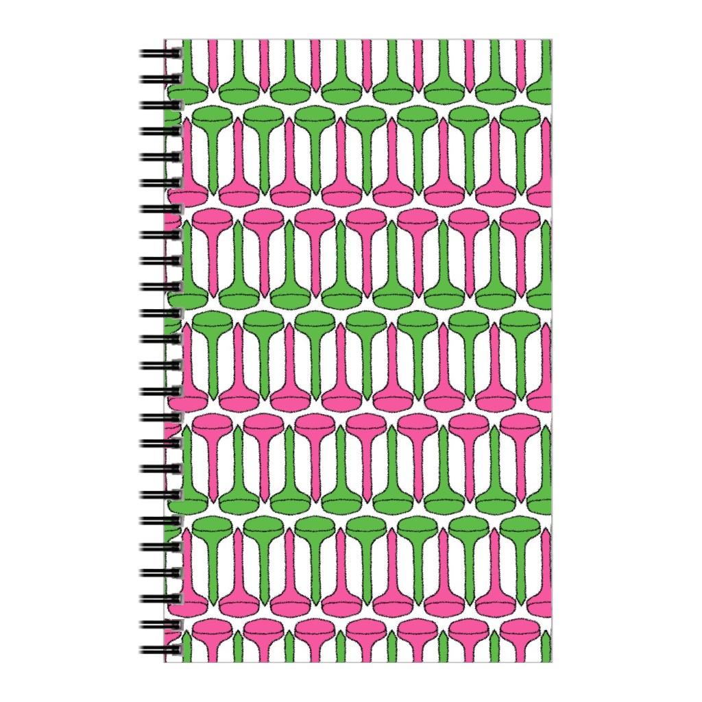 Golf Tees Pattern - Green and Pink Notebook | Shutterfly