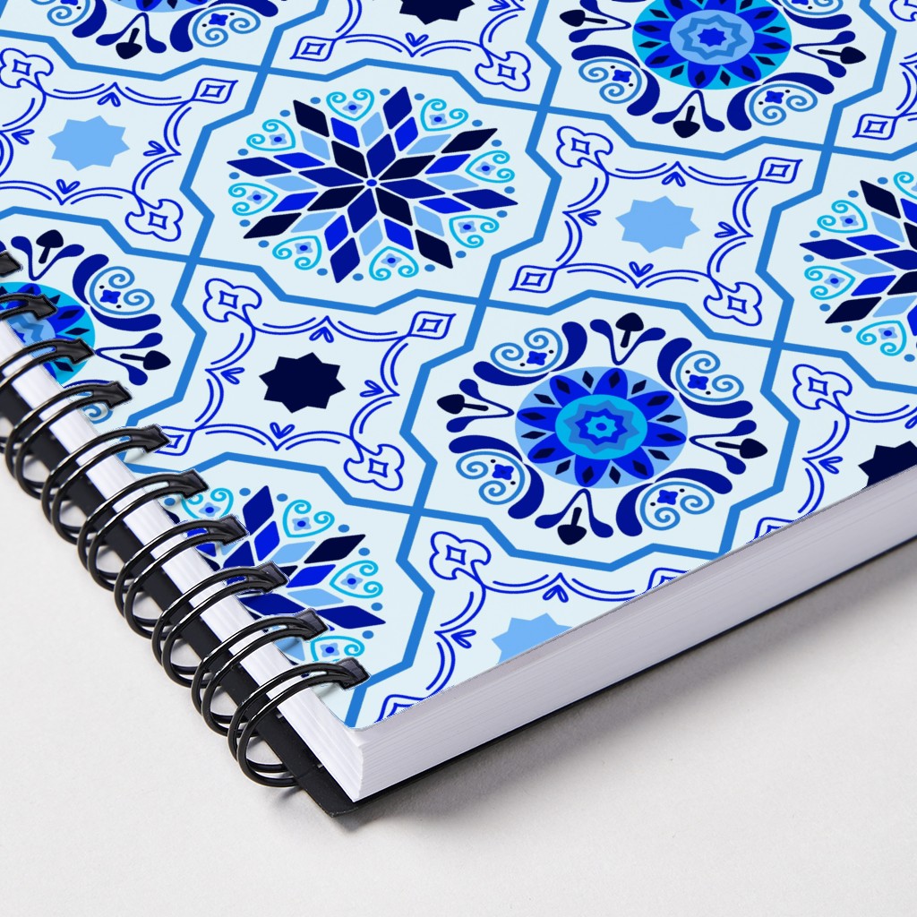 Cheery Royal Blue Modern Moorish Tiles - Blue Notebook | Shutterfly