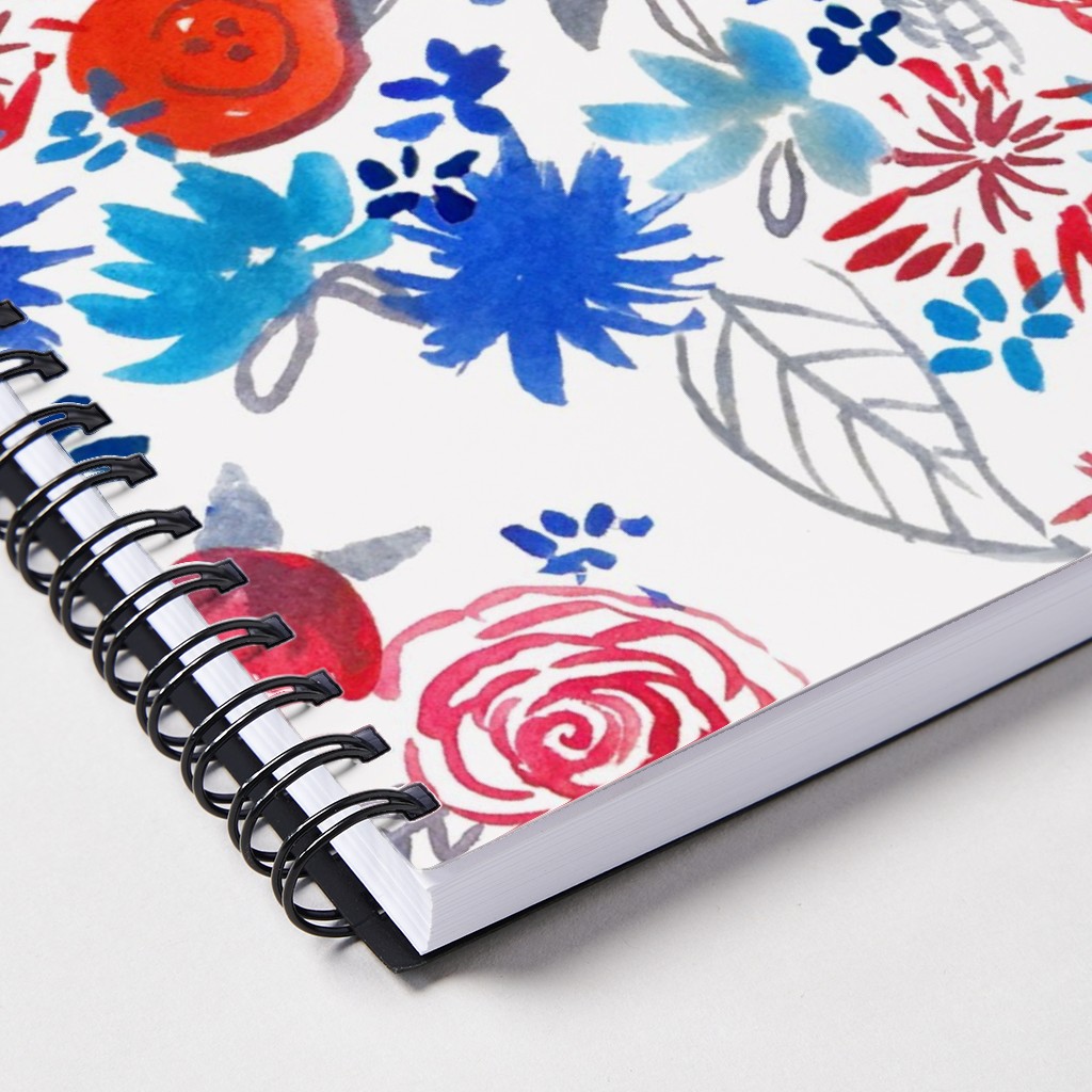 Patriotic Watercolor Floral - Red White and Blue Notebook | Shutterfly