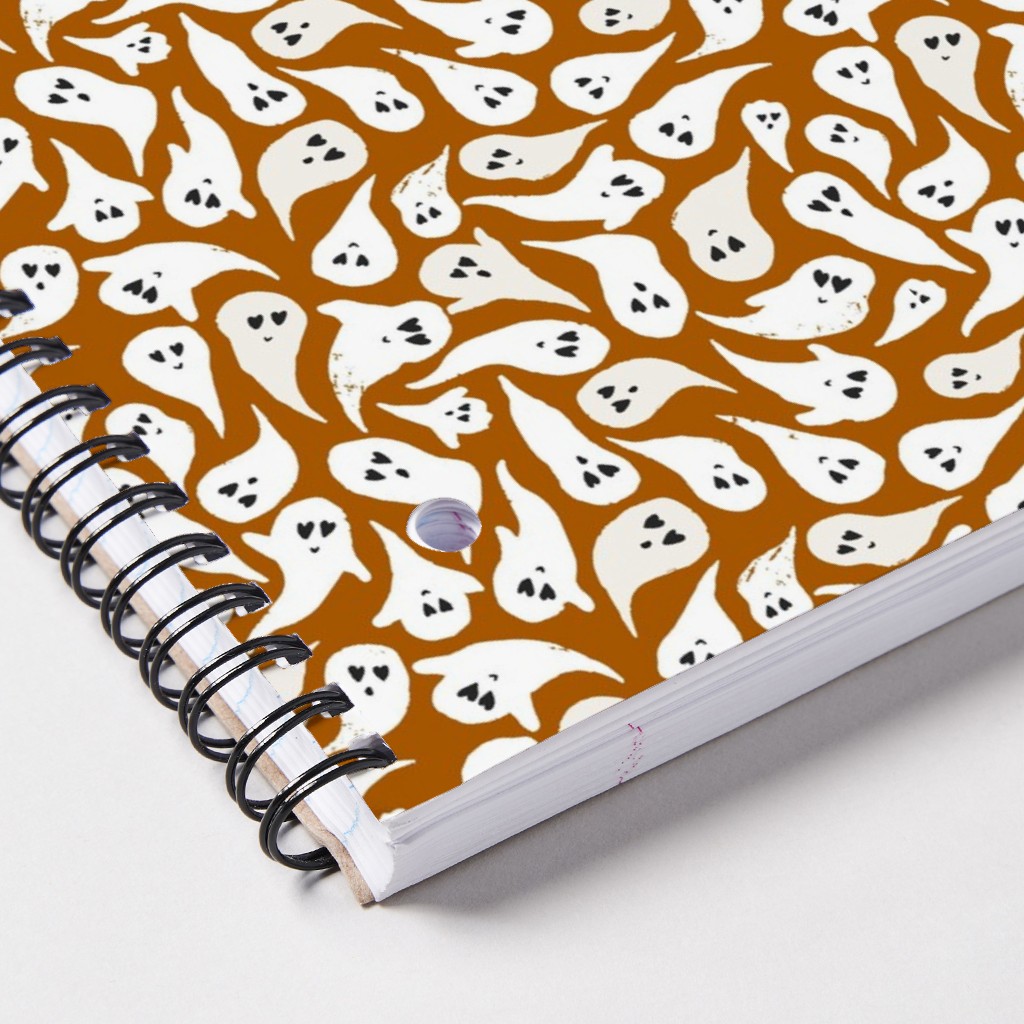 Halloween Ghosts on Dark Burnt Orange Notebook | Shutterfly