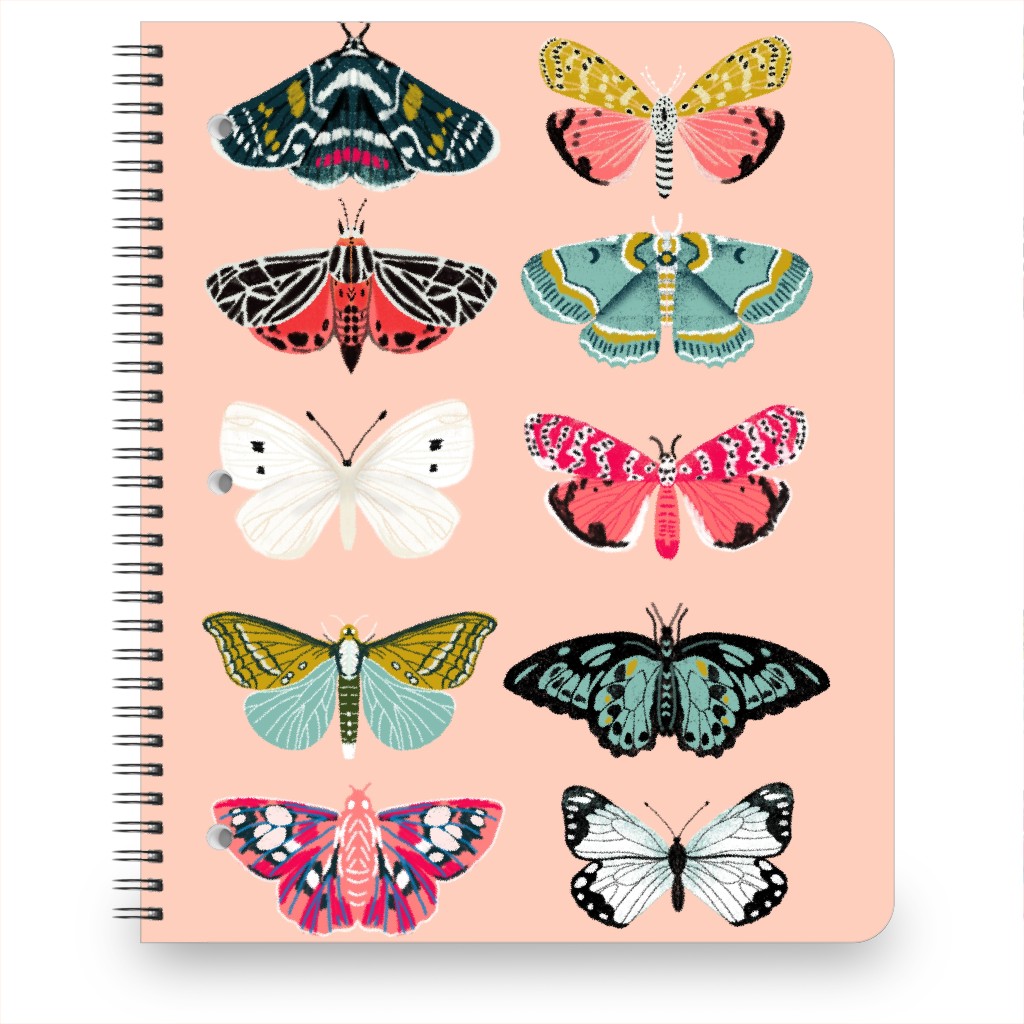 Moths & Butterflies Botanic Nature - Multi on Pink Notebook | Shutterfly