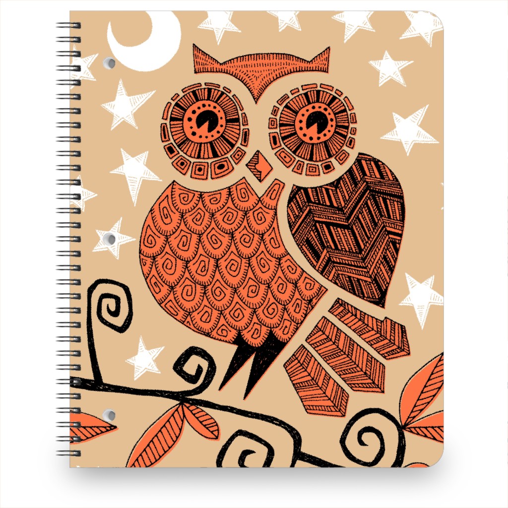 Owl Under the Moon - Orange & Brown Notebook | Shutterfly