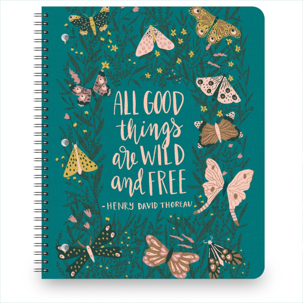 Wild & Free Moths on Teal Notebook | Shutterfly