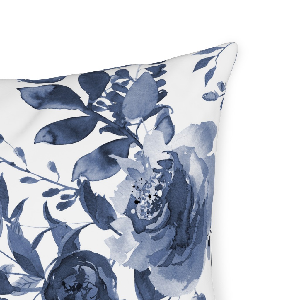 Blue and White Florals - Indigo Outdoor Pillow | Shutterfly
