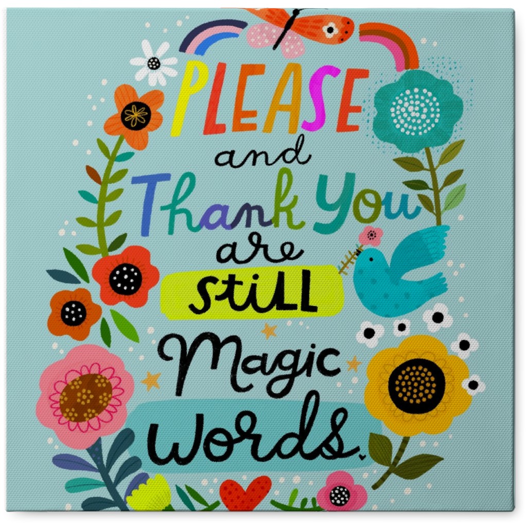 Please and Thank You Magic Words - Multi on Blue Photo Tile | Shutterfly