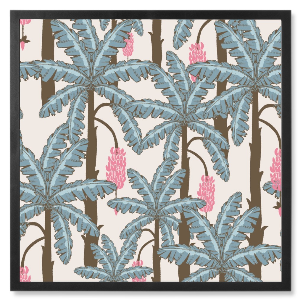 Vintage Tropical Banana Trees - Blue and Pink Photo Tile | Shutterfly