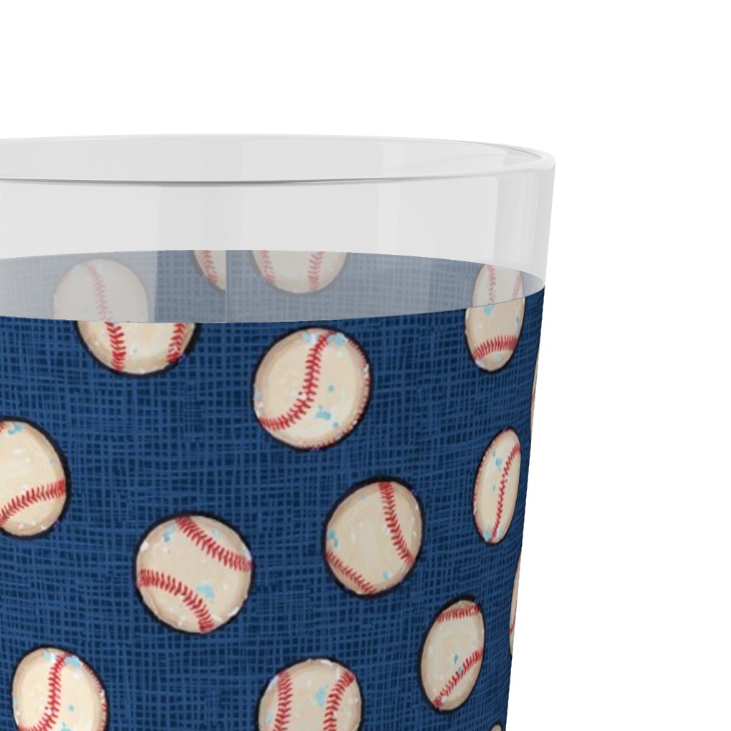 Baseball Balls on Blue Linen Outdoor Pint Glass | Shutterfly