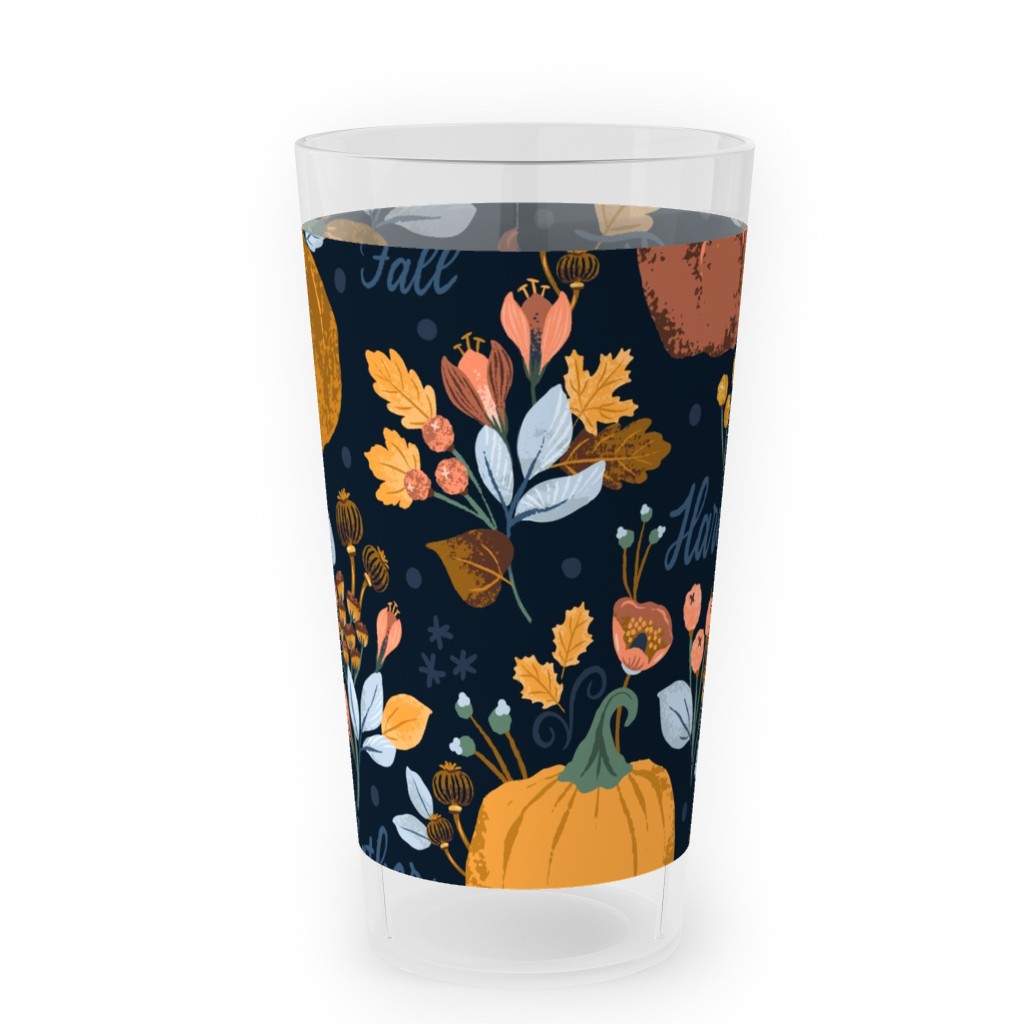 Smaller Scale Elegant Navy Fall Floral - Harvest Gratitude + Cozy Petal ...