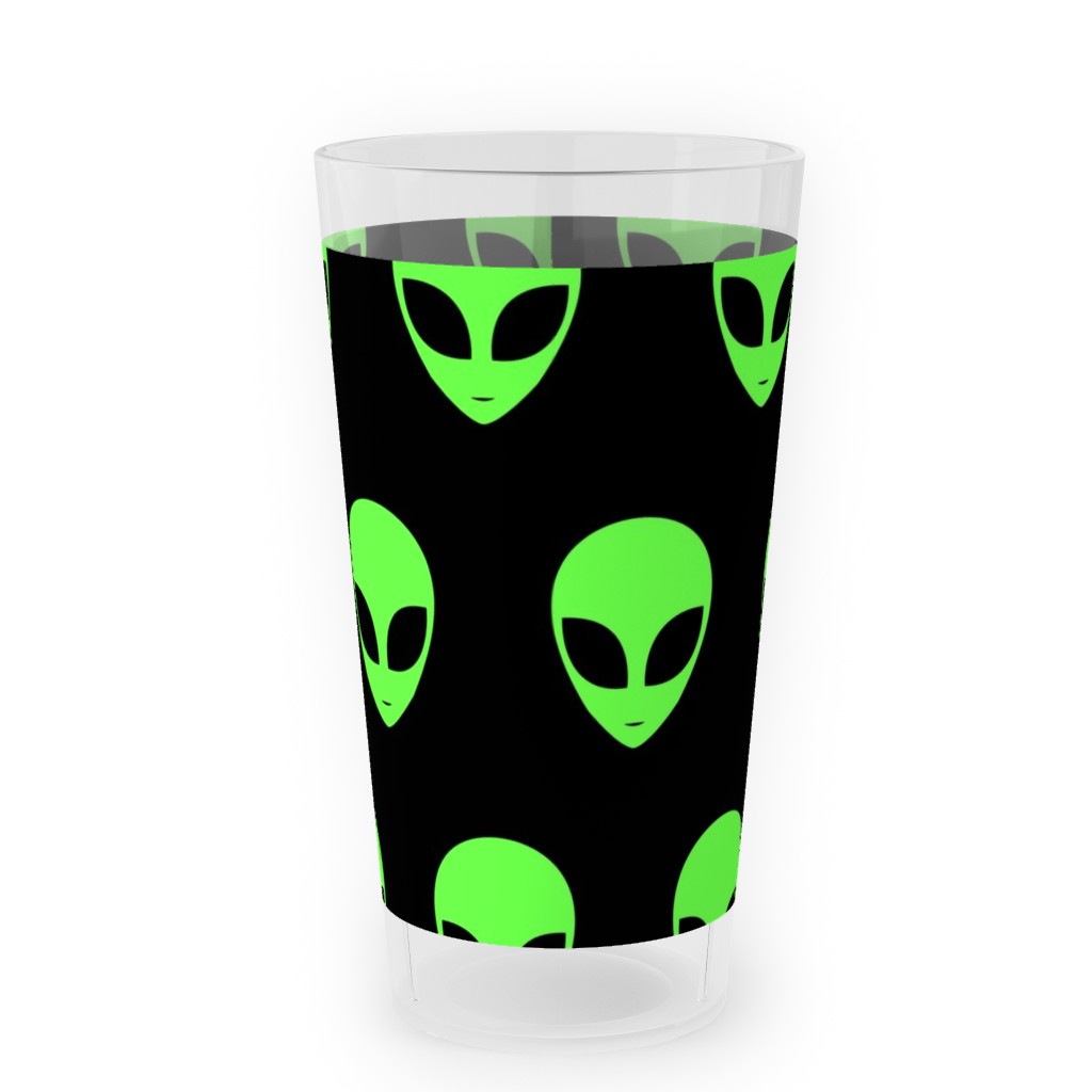 Retro Alien - Neon Green and Black Outdoor Pint Glass | Shutterfly