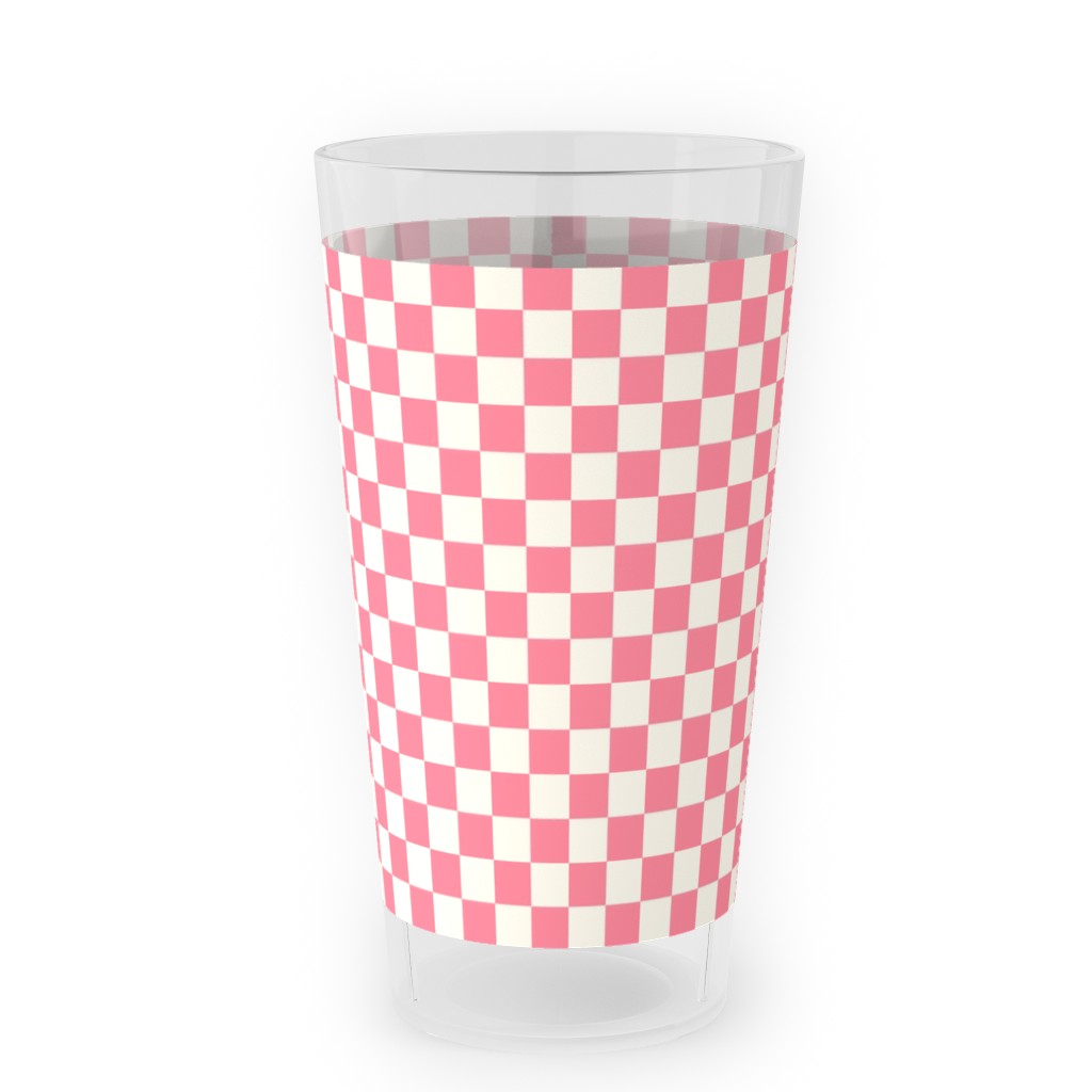 Checkered - Pink Outdoor Pint Glass | Shutterfly