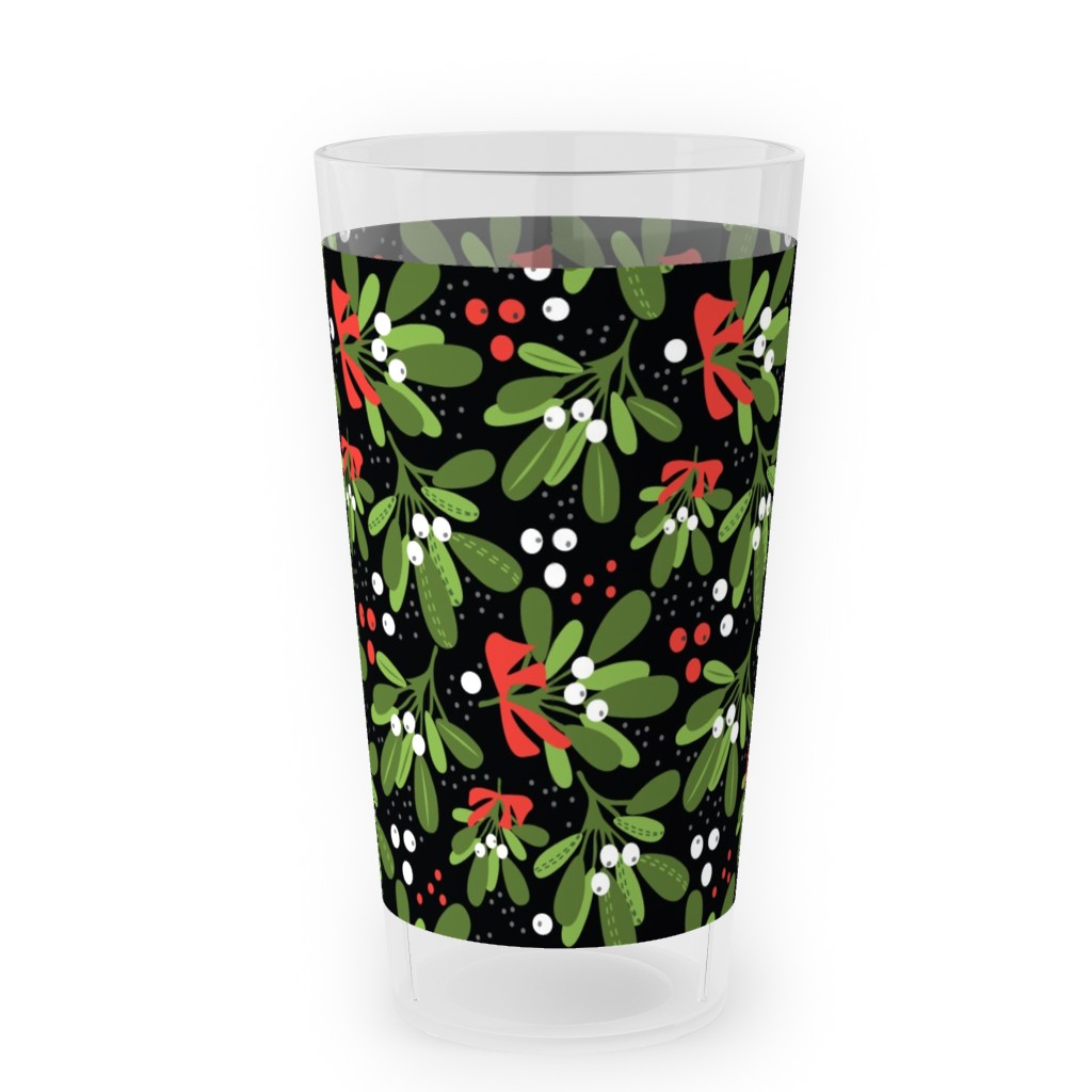 Mistletoe Night on Black Outdoor Pint Glass | Shutterfly