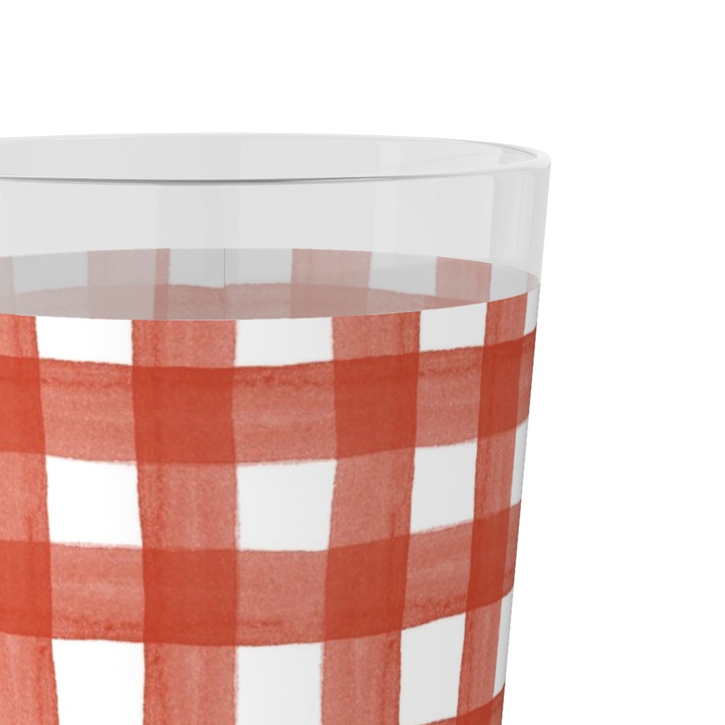 Red Watercolor Gingham Outdoor Pint Glass | Shutterfly
